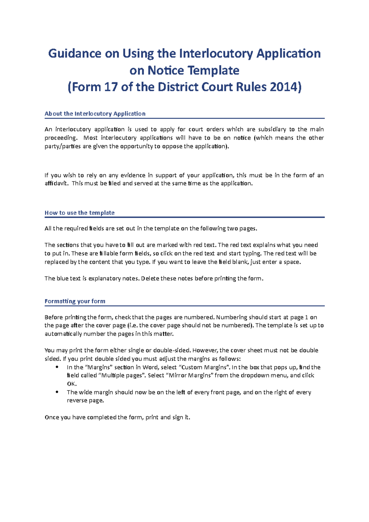 Form-17-Interlocutory-Application-on-Notice - Guidance on Using the ...