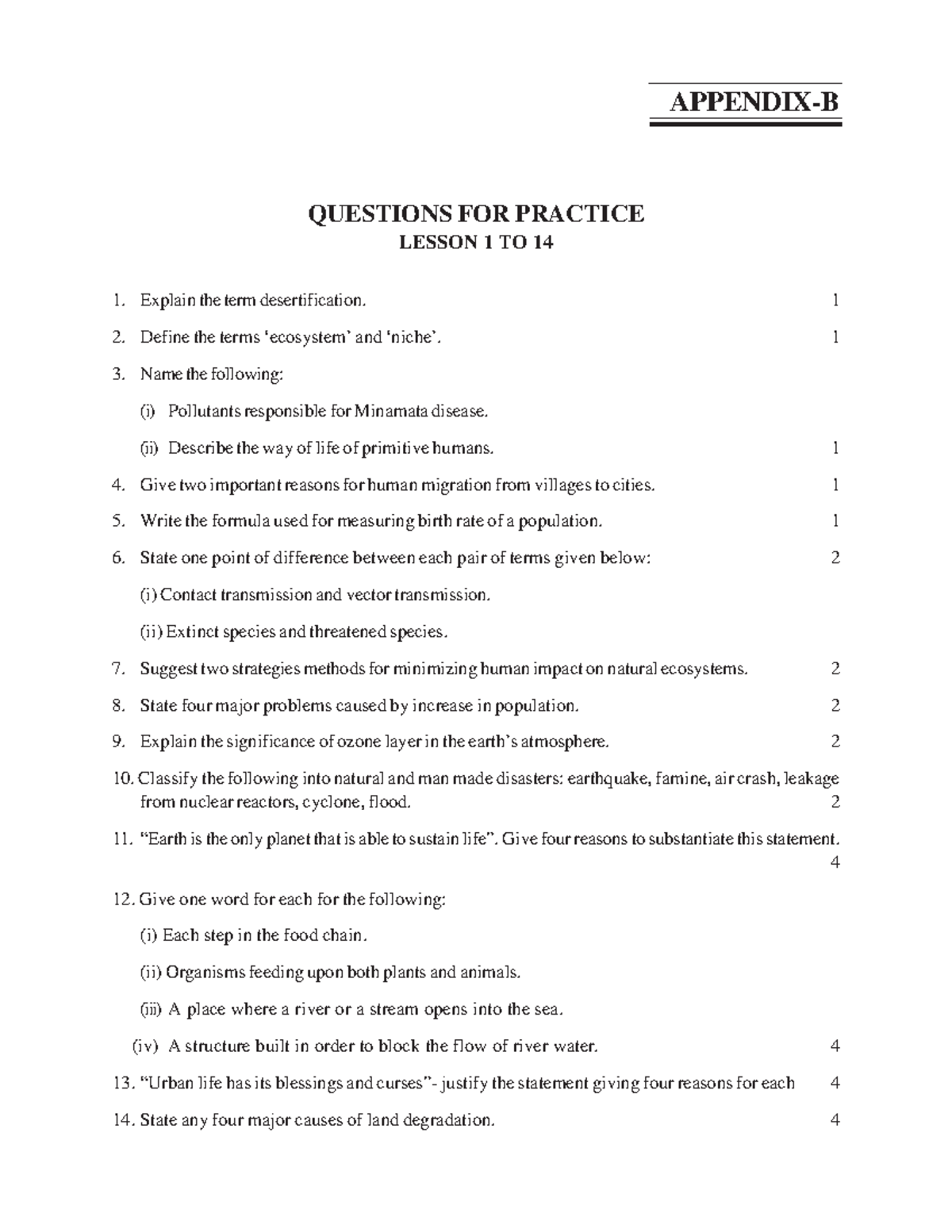 Question for practice - APPENDIX-B QUESTIONS FOR PRACTICE LESSON 1 TO ...
