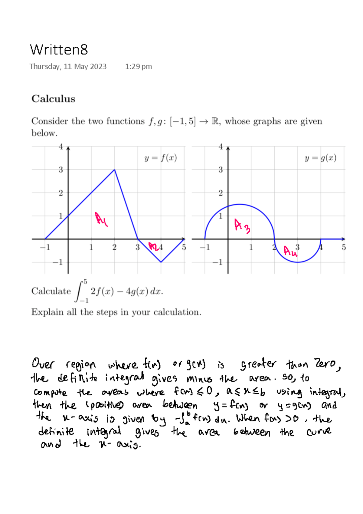 Written 8 - MATHS 1011 - Written Thursday, 11 May 2023 1:29 pm - Studocu
