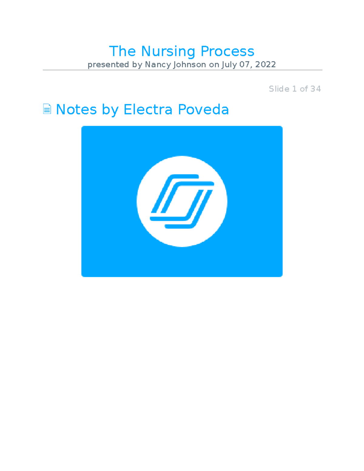 The Nursing Process Notes by Electra Poveda - The Nursing Process ...