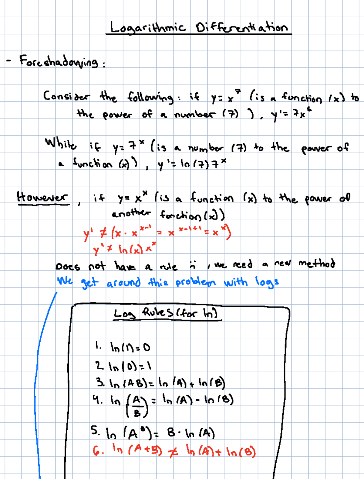 Logarithmic Differentiation - Logarithmic Differentiation Foreshadowing ...