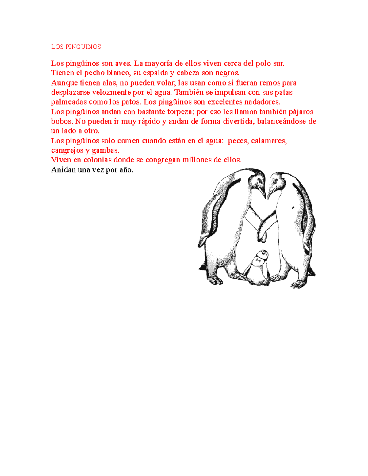 Julio Chávez 3P S-1 LOS Pinguinos - LOS PINGÜINOS Los pingüinos son ...