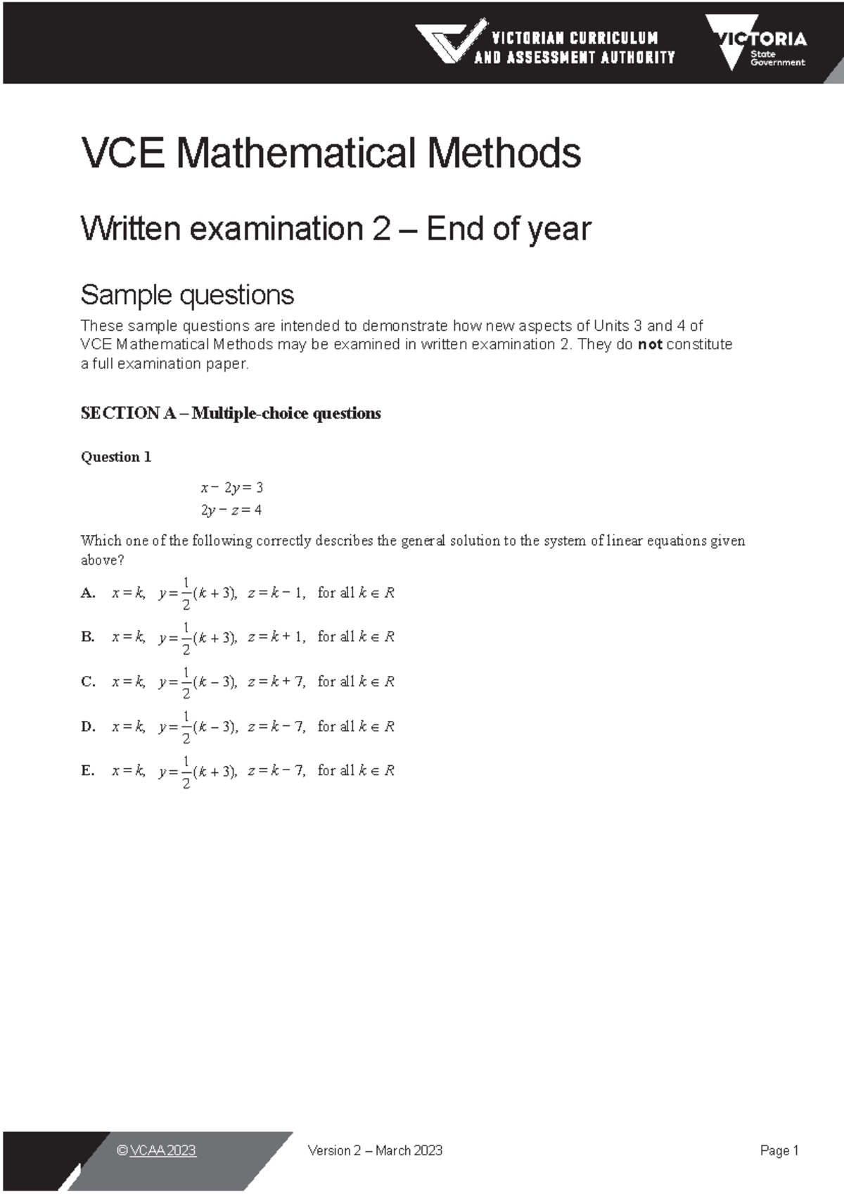 2023 MM Exam 2 Sample Questions - VET EQUINE STUDIES (SAMPLE) VCE ...