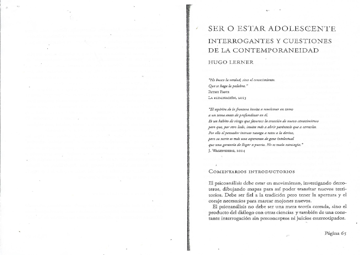 Lerner Adolescencias - SER O ESTAR ADOLESCENTE INTERROGANTES Y ...