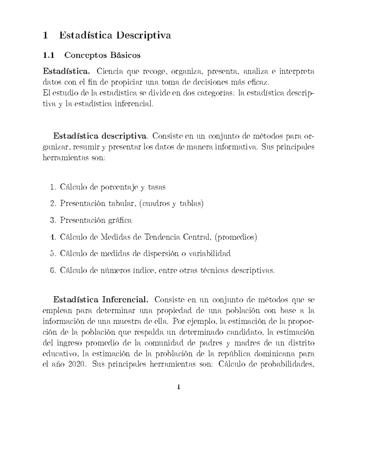 Teoria de probabilidad - 1 Estadística Descriptiva 1 Conceptos Básicos ...