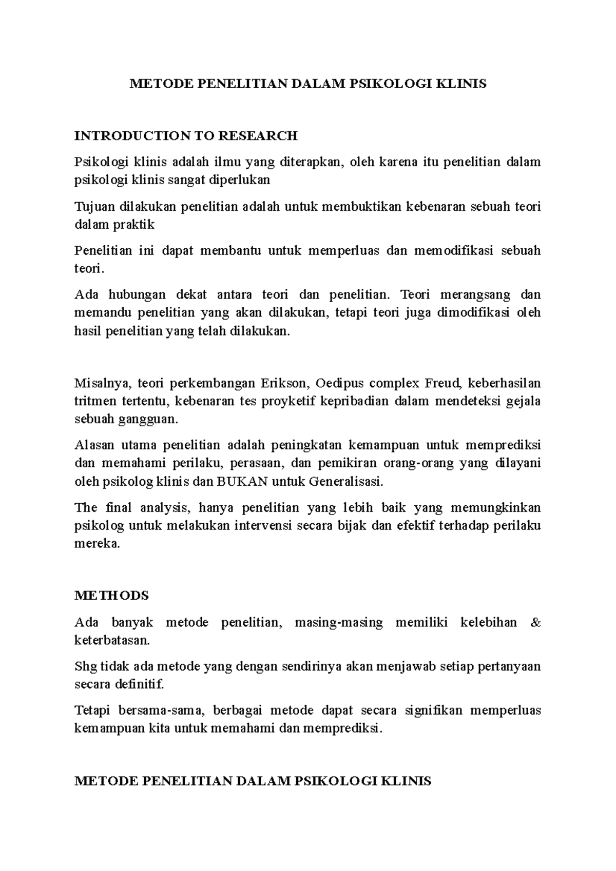 Metode Penelitian Dalam Psikologi Klinis - METODE PENELITIAN DALAM ...