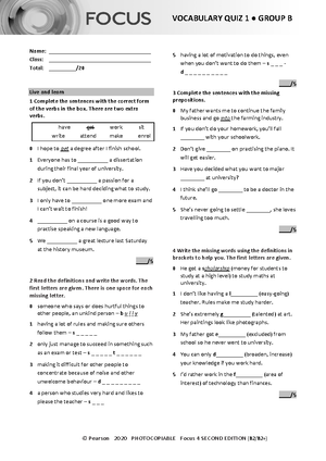 Focus 4 2E Placement Test Answers - Answer Key The placement test for ...