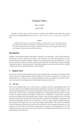 Ethics LN-3.1.1. Introduction to Computer Ethics - Computer EthicsComputer EthicsComputer - Studocu