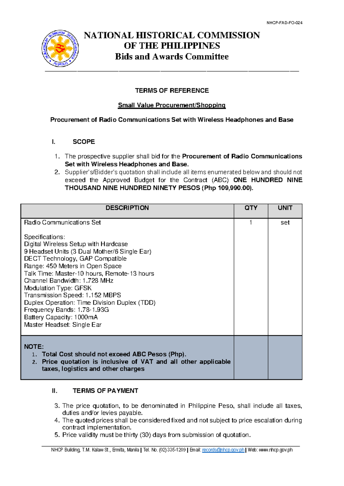 02. TOR-Radio Comm Set with Wireless Headphones and Base - NHCP-FAD-FO ...