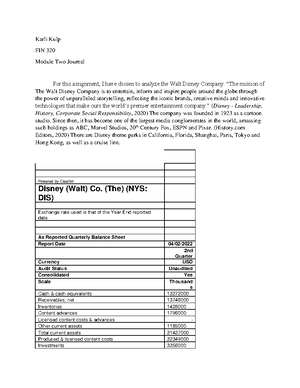 FIN 320 Project Two Financial Analysis Report - Financial Calculations ...