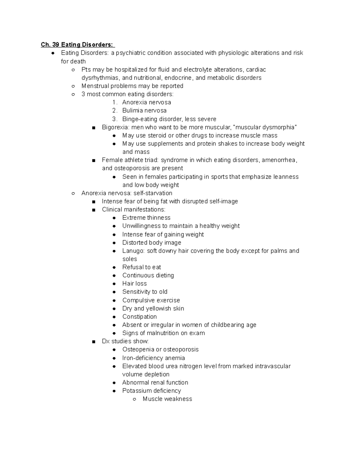 Ch. 39 Eating Disorders - Ch. 39 Eating Disorders: Eating Disorders: a ...