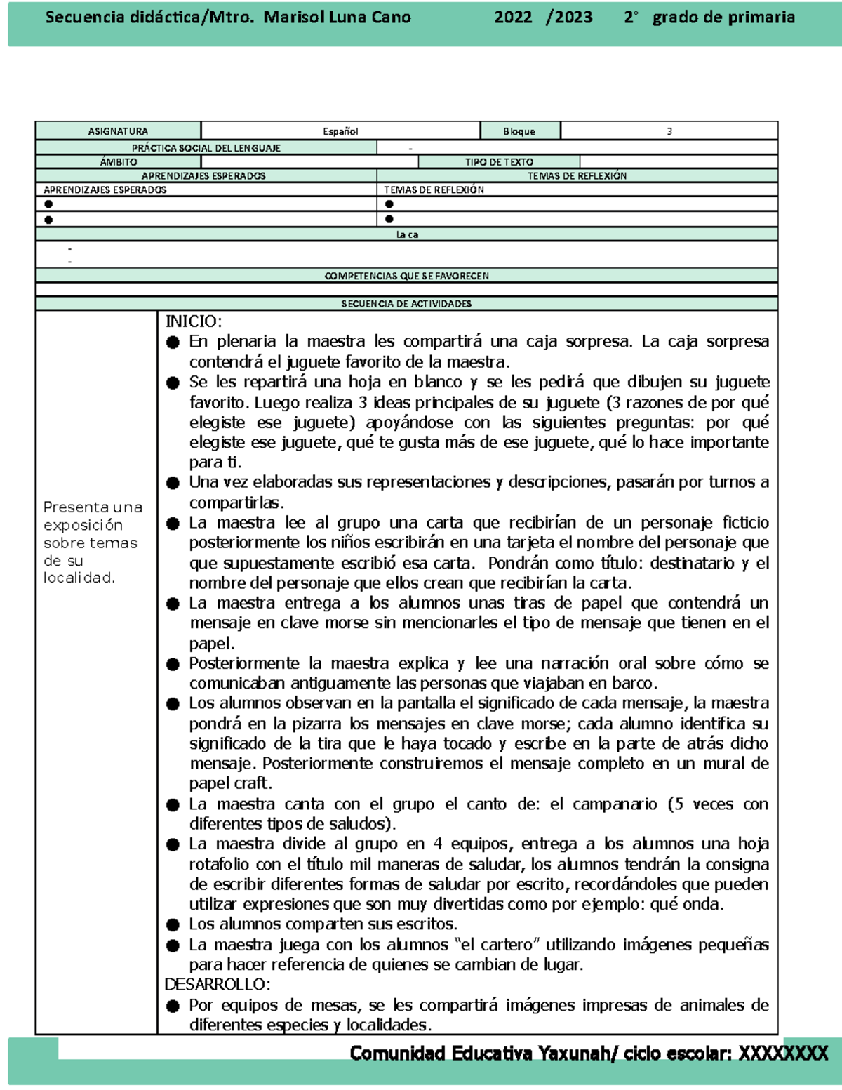 5. Formato Secuencias Didácticas P2 Español BLoque III docx ...