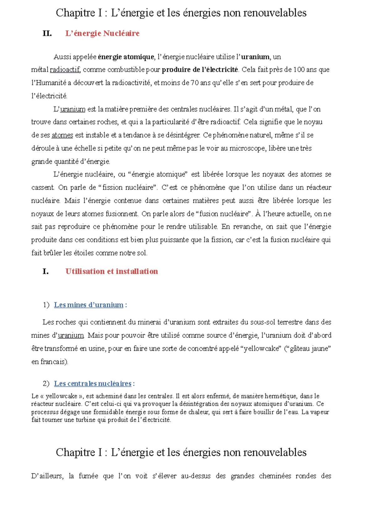 Les énergies renouvelables - Chapitre I : L’énergie et les énergies non ...