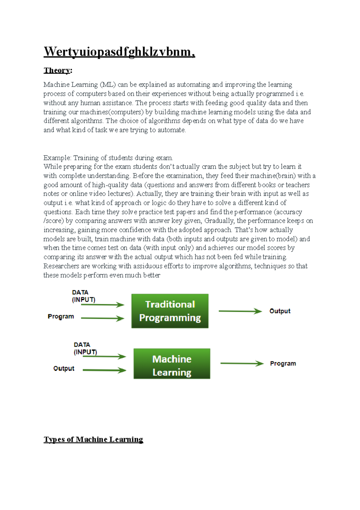 Qwertyuiopasdfghjkl - qwertyuiop - Wertyuiopasdfghklzvbnm, Theory: Machine Learning (ML) can be ...