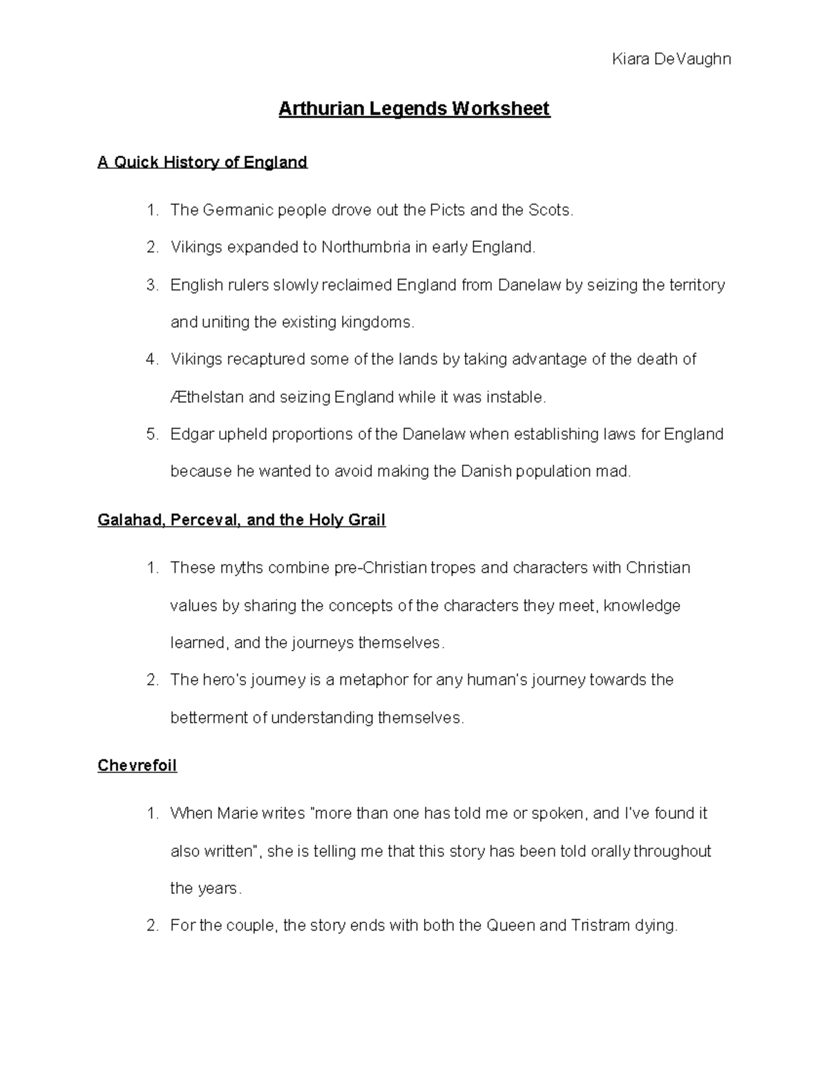 Arthurian Legends Worksheet - The Germanic people drove out the Picts ...