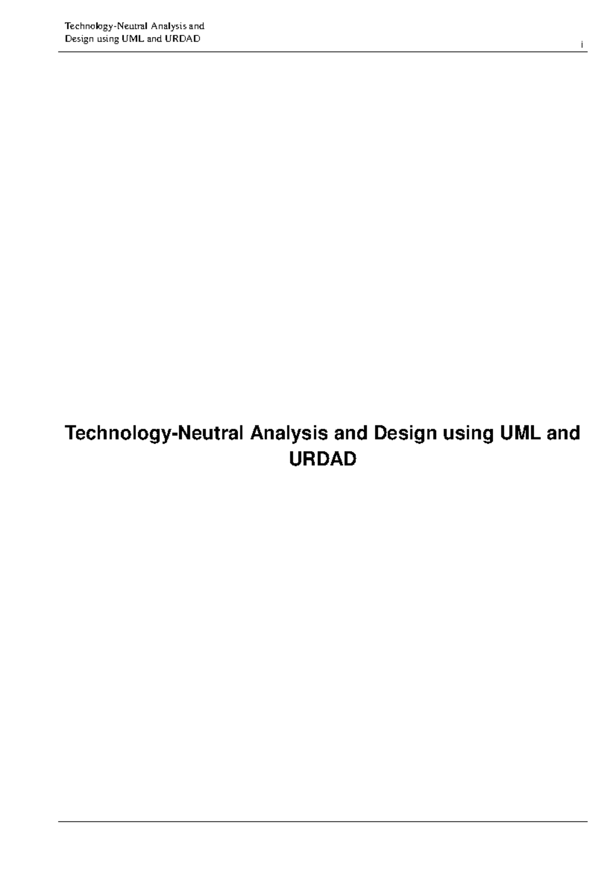 Technology Neutral Analysis And Design Using Urdad And Uml - Design ...