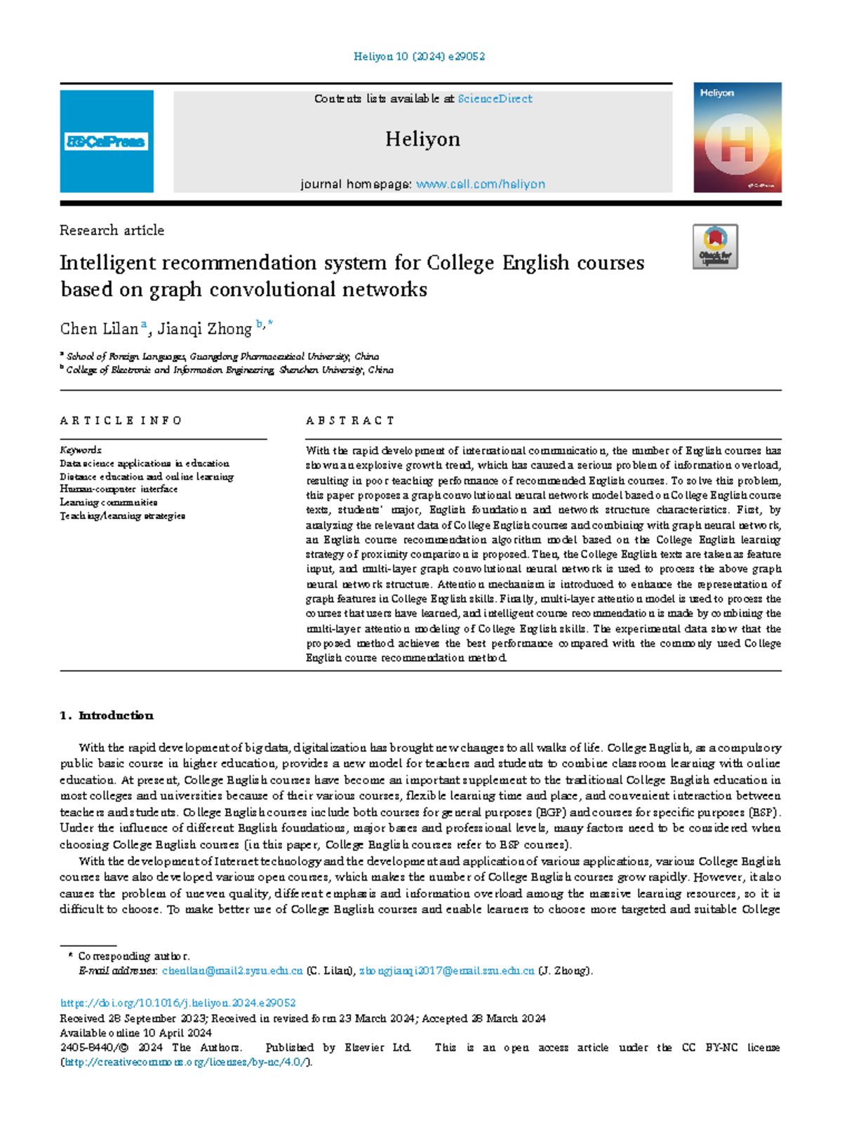 Intelligent recommendation system for College English courses based on ...