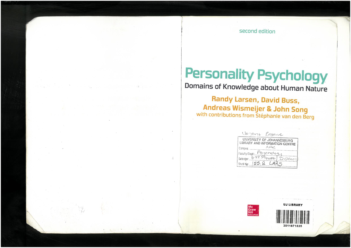 Chapter's 1-2 Personality Psychology Textbook - Studocu