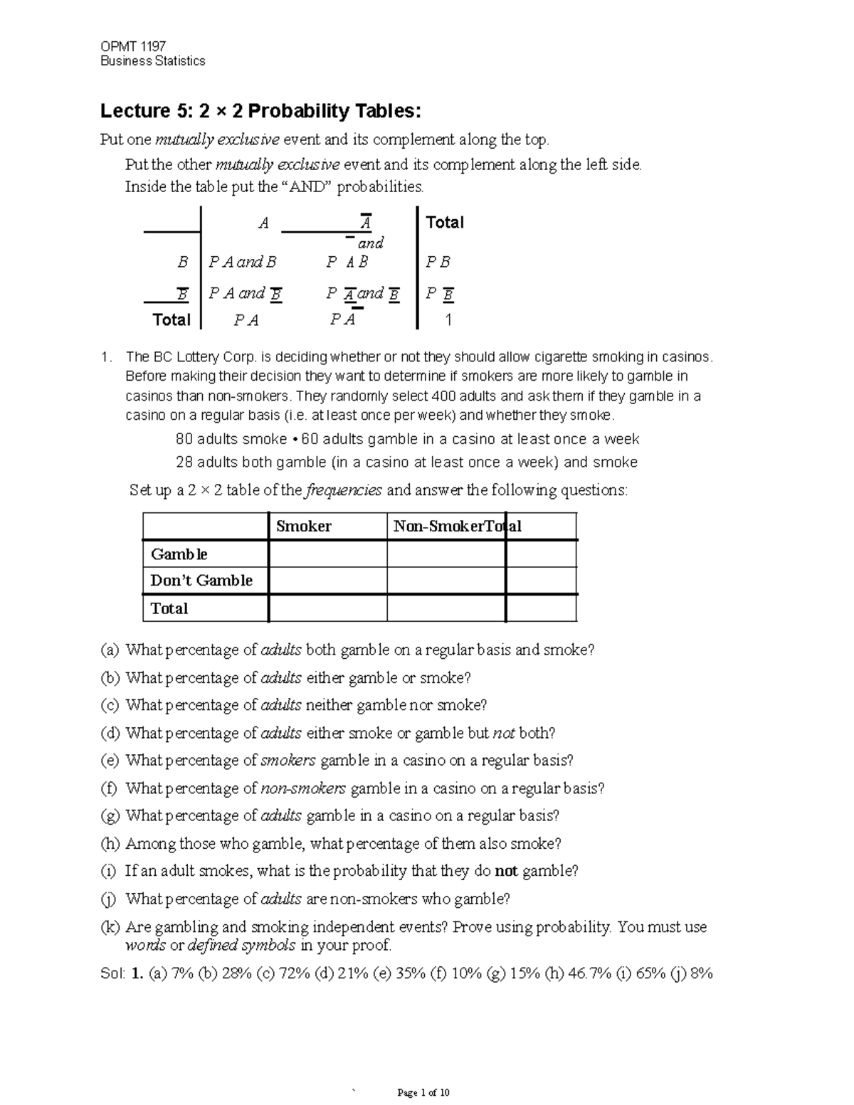 Session 5 - Lecture notes 5 - OPMT 1197 Business Statistics Lecture 5: ...