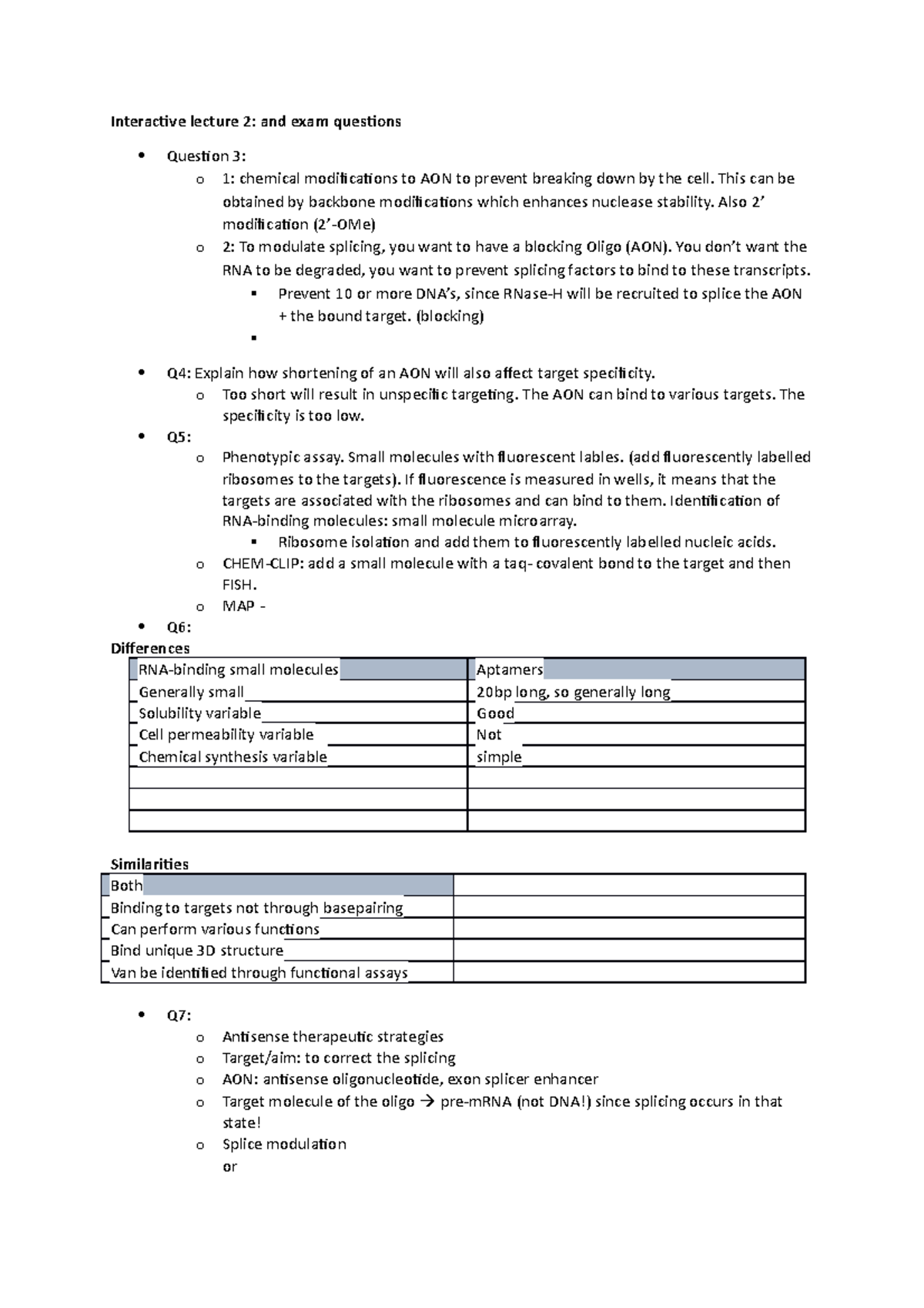 Interactive lecture 2 and exam questions - Interactive lecture 2: and ...