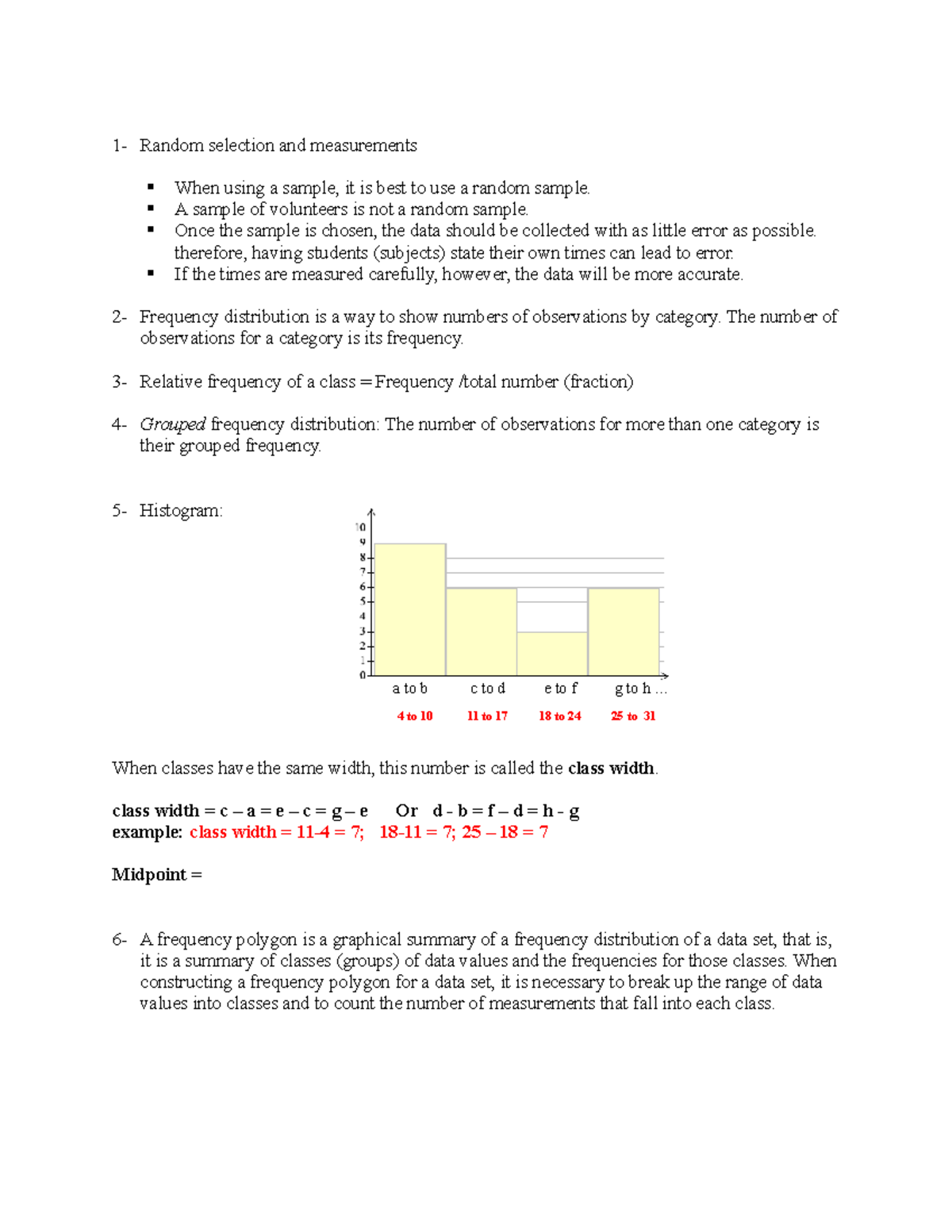 Topic 5 Notes - 1- Random selection and measurements When using a ...