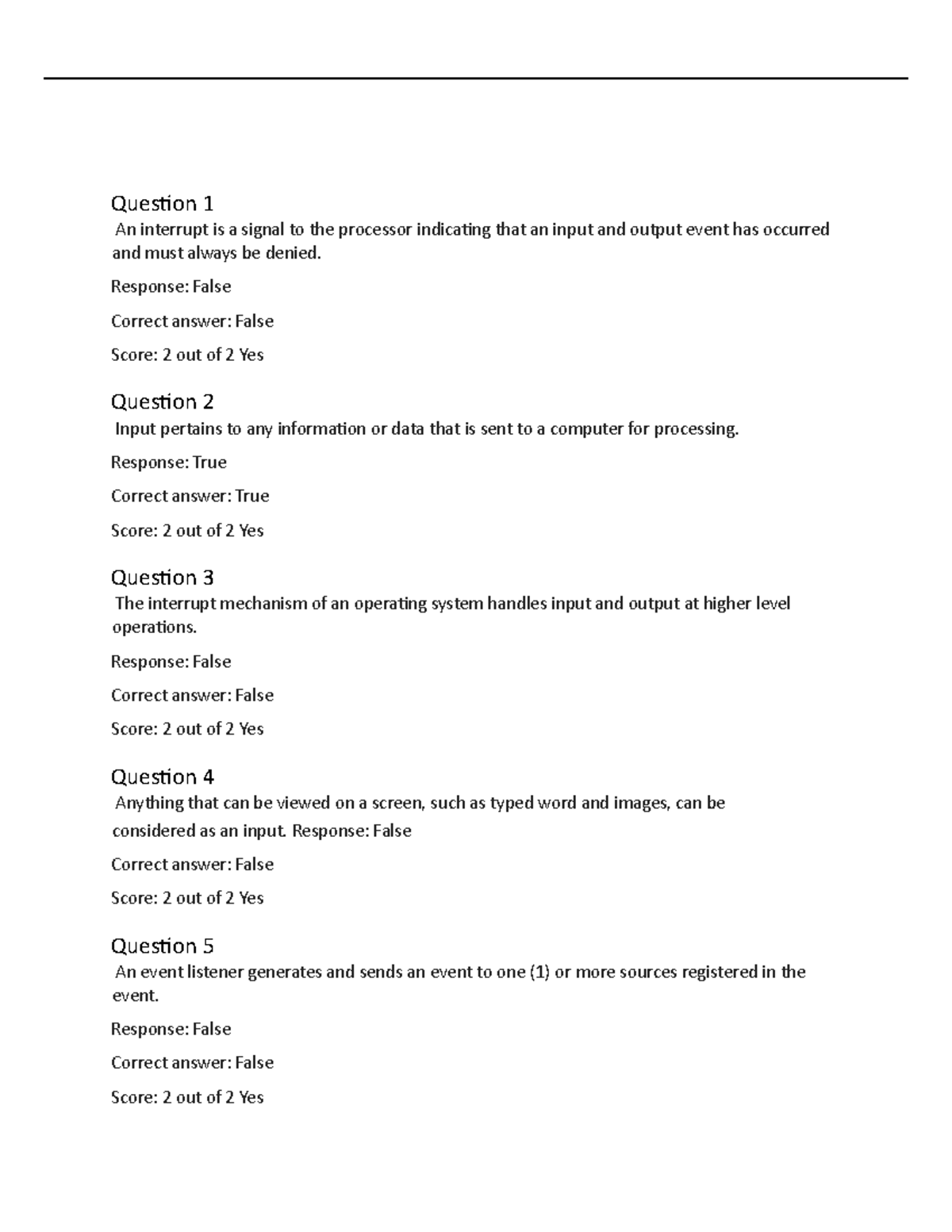 Human Computer Interaction 05 e LMS Quiz 1 ARG - Question 1 An interrupt is a signal to the ...