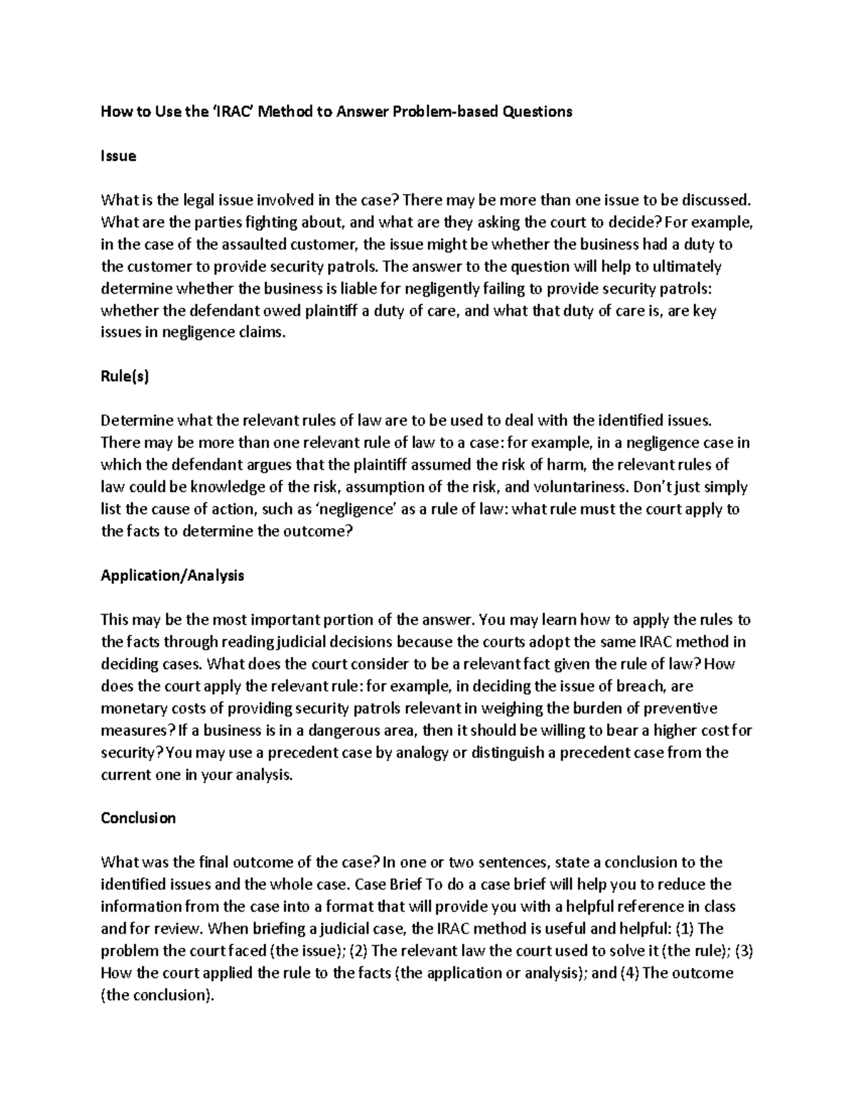 IRAC - IRAC Tutorial - Business law - CityU - Studocu