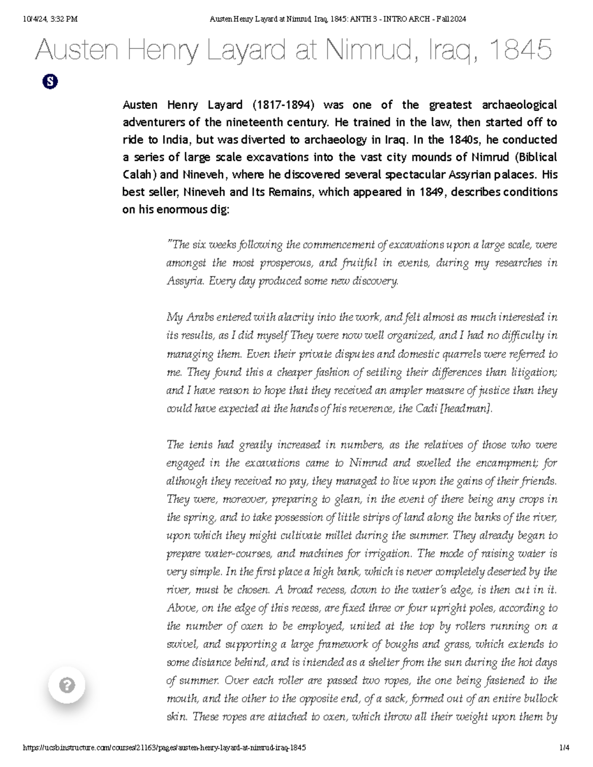 Austen Henry Layard at Nimrud, Iraq, 1845 ANTH 3 - Intro ARCH - Fall ...