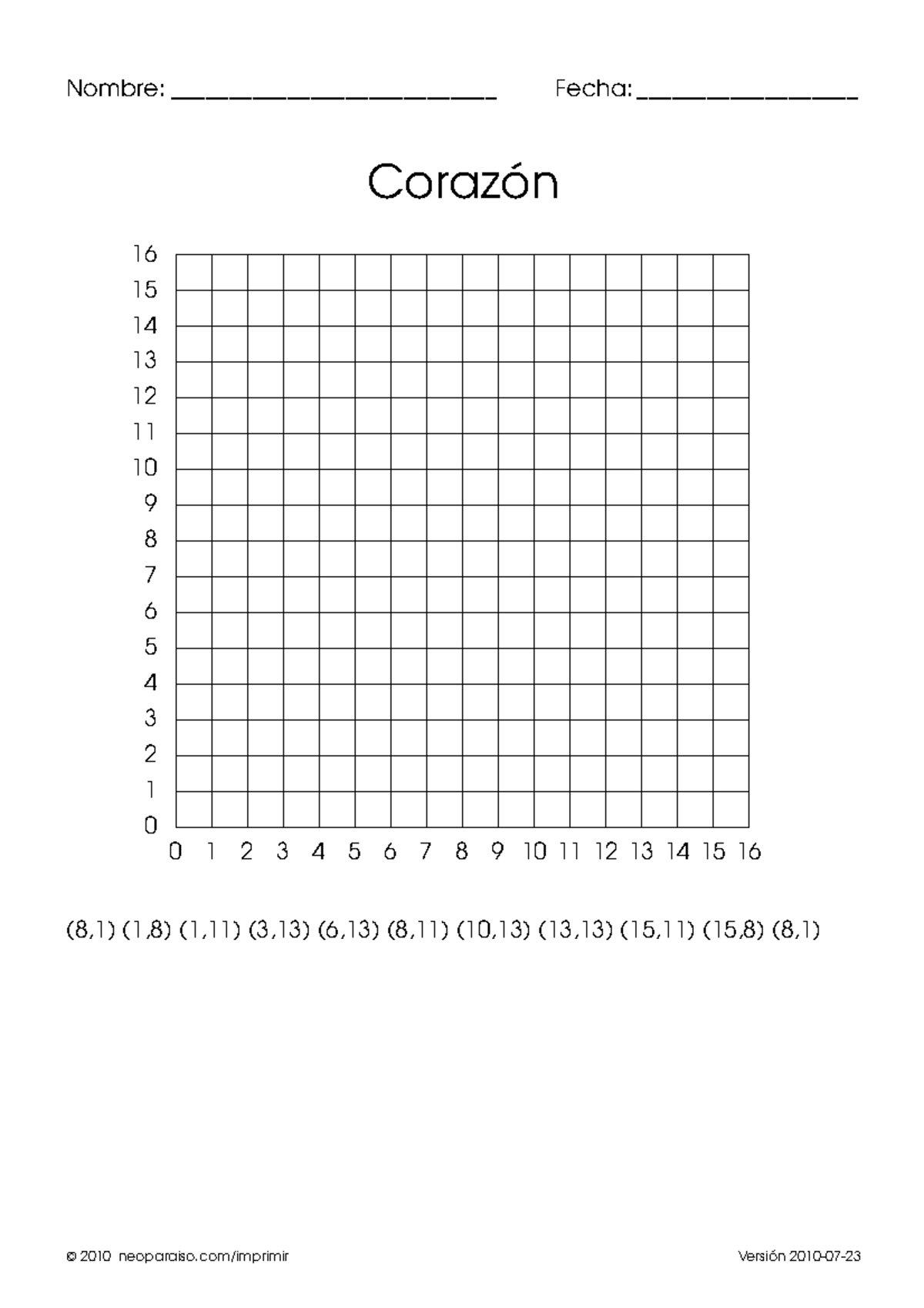 Figuras Plano Cartesiano ME - Corazón Casa 0 1 2 3 4 5 6 7 8 9 10 11 12 ...