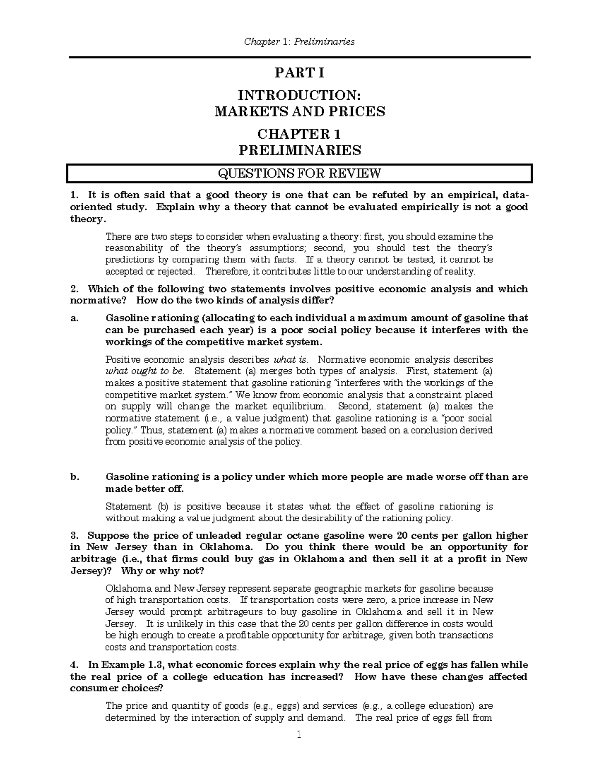 Ch01 - Questions and answers from chapter one of the textbook - PART I ...