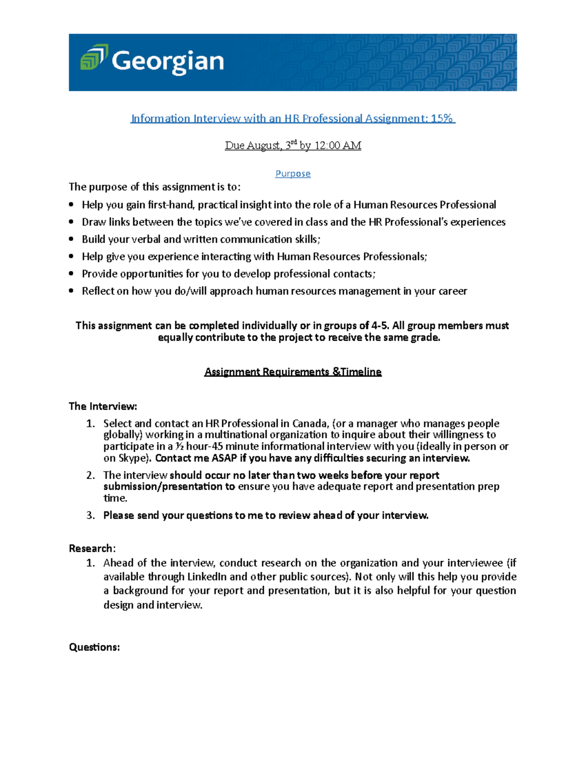 Assignment - hiiij - Information Interview with an HR Professional ...