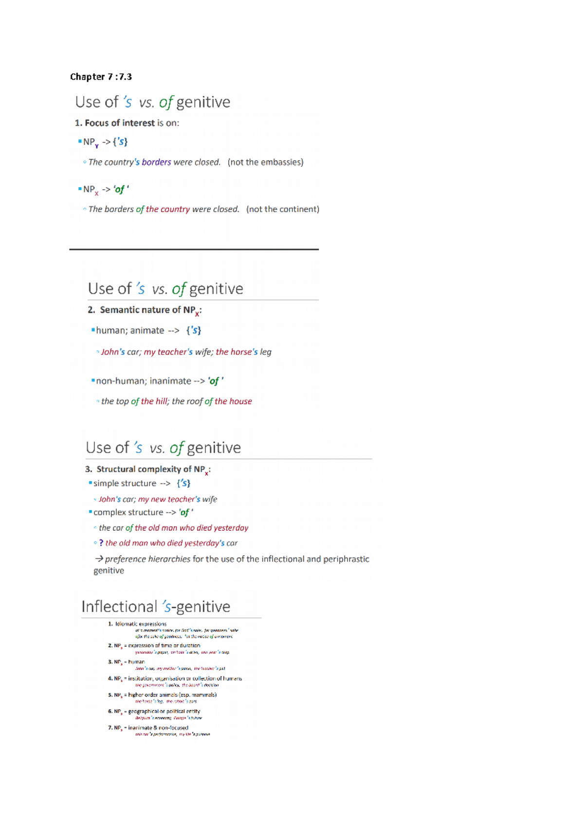 Chapter 7, 8,9,10 - summaries of the lectures - Chapter 7 :7. Syntactic ...