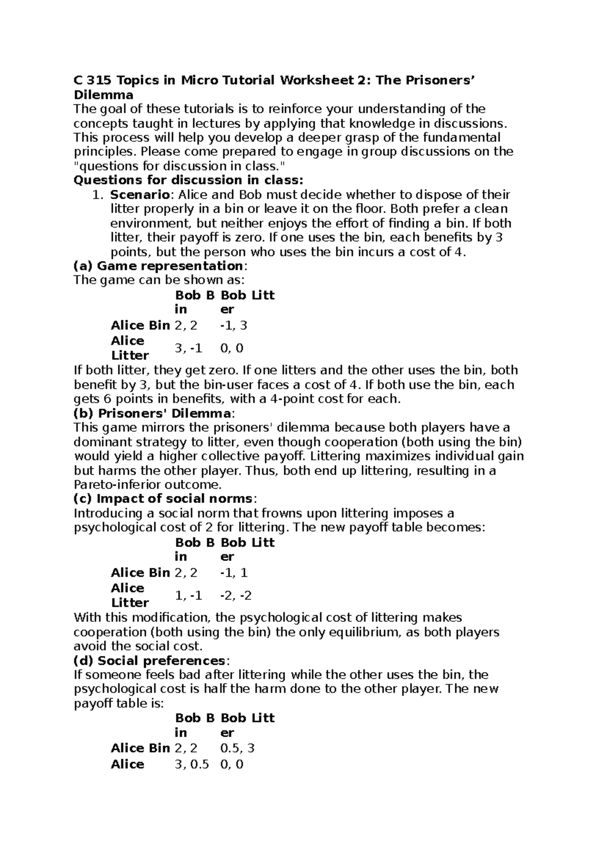 315 Topics in Micro Tutorial Worksheet 2 - This process will help you ...