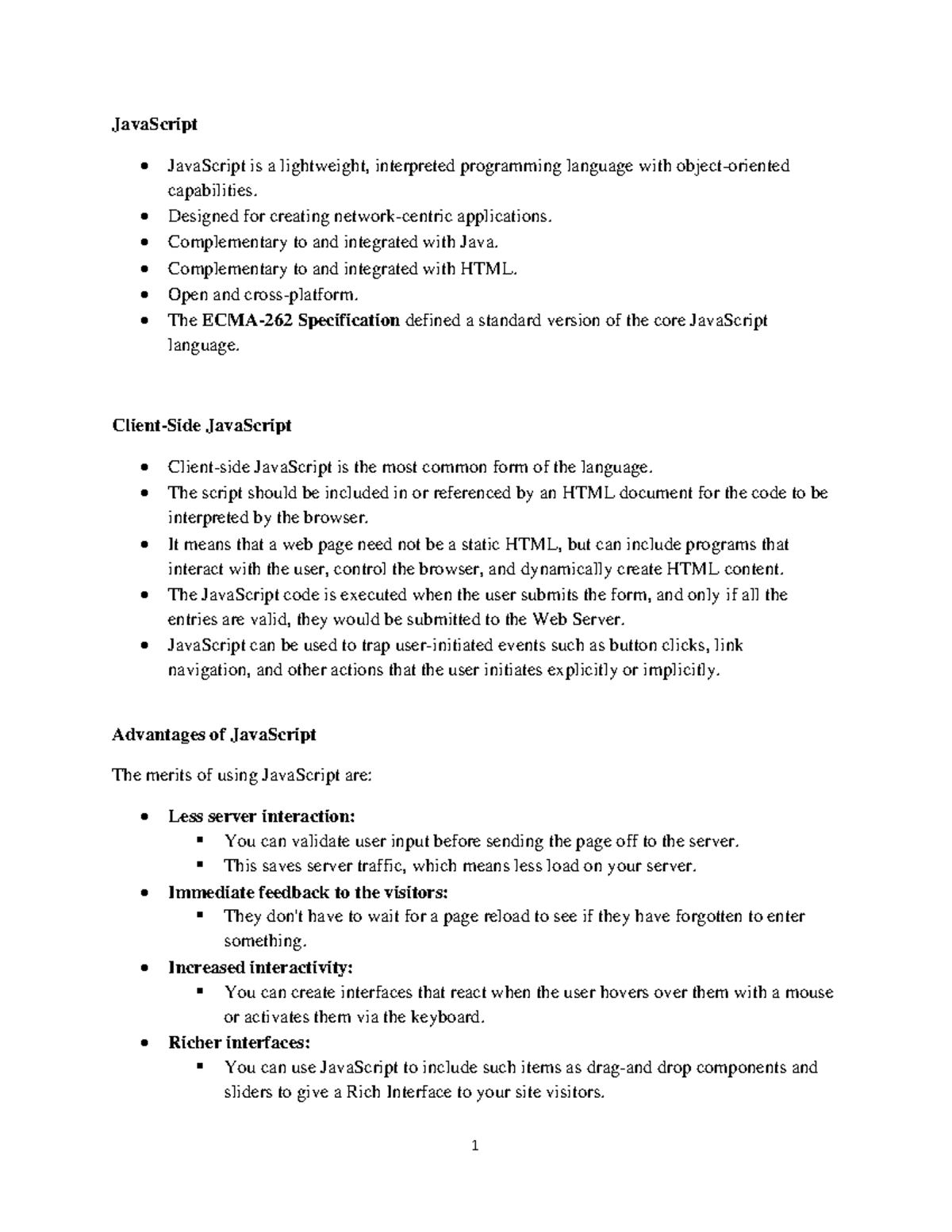 Java Script Notes in web design and development - JavaScript JavaScript ...