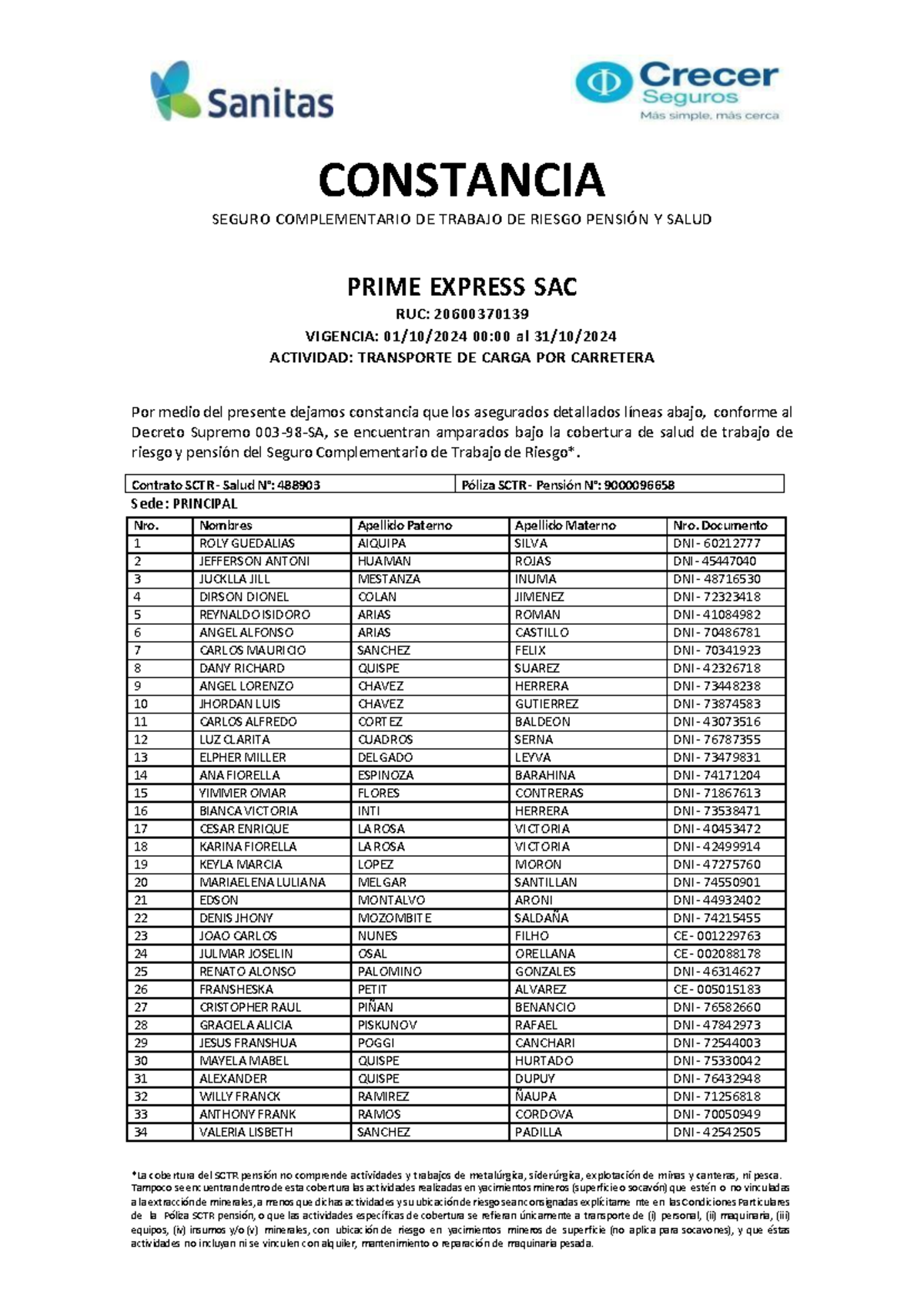 Octubre SCTR - BsbJ - *La cobertura del SCTR pensión no comprende ...