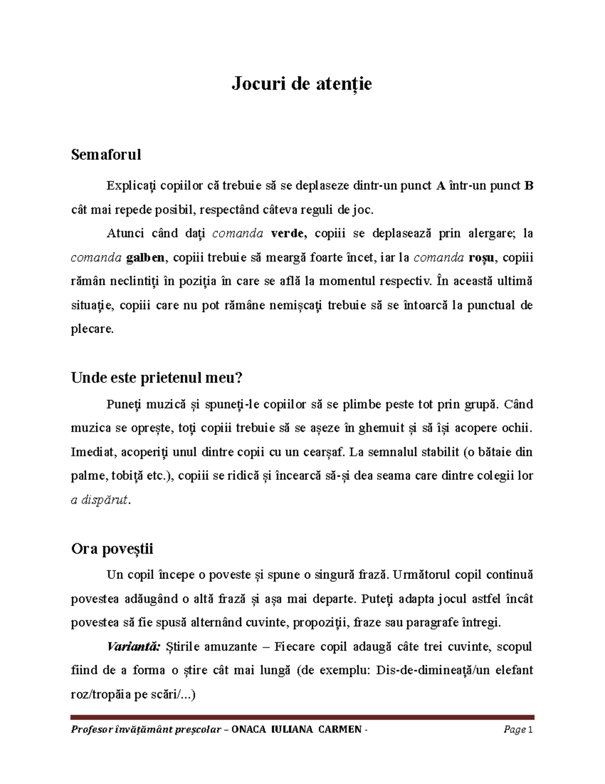 Jocuri de atentie - Jocuri de atenție Semaforul Explicați copiilor că ...