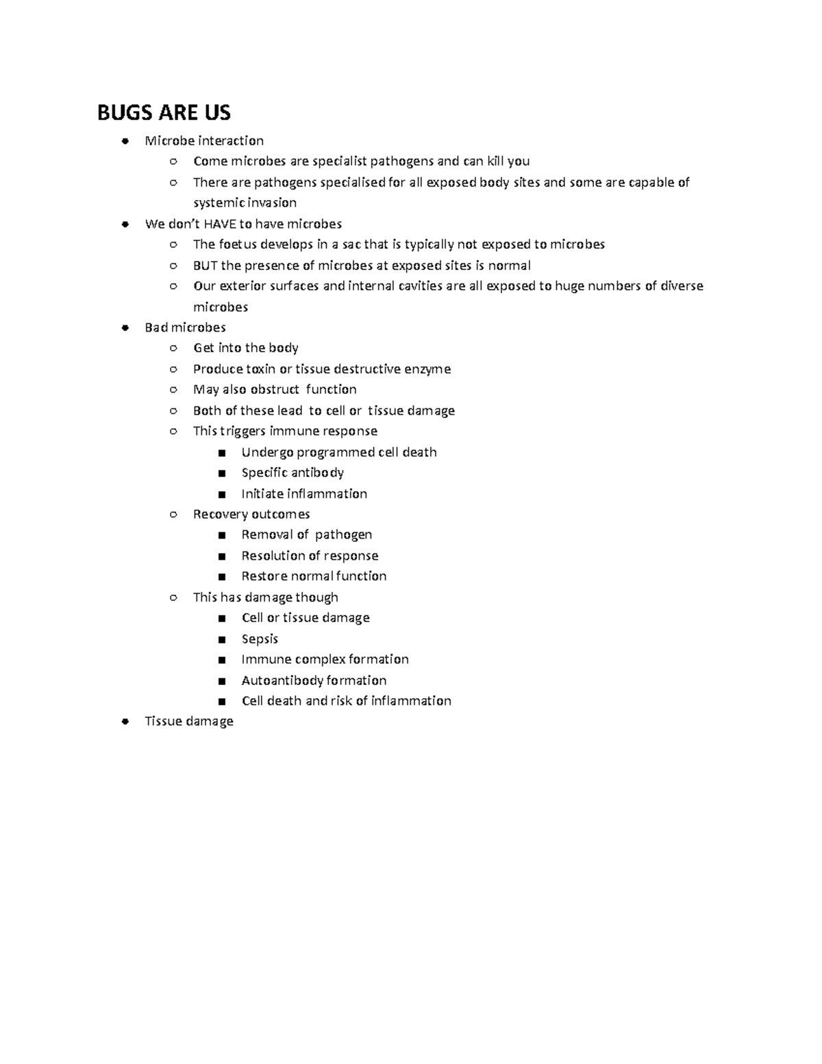 Bugs in our body - Lecture notes for microbiomes and their interaction ...