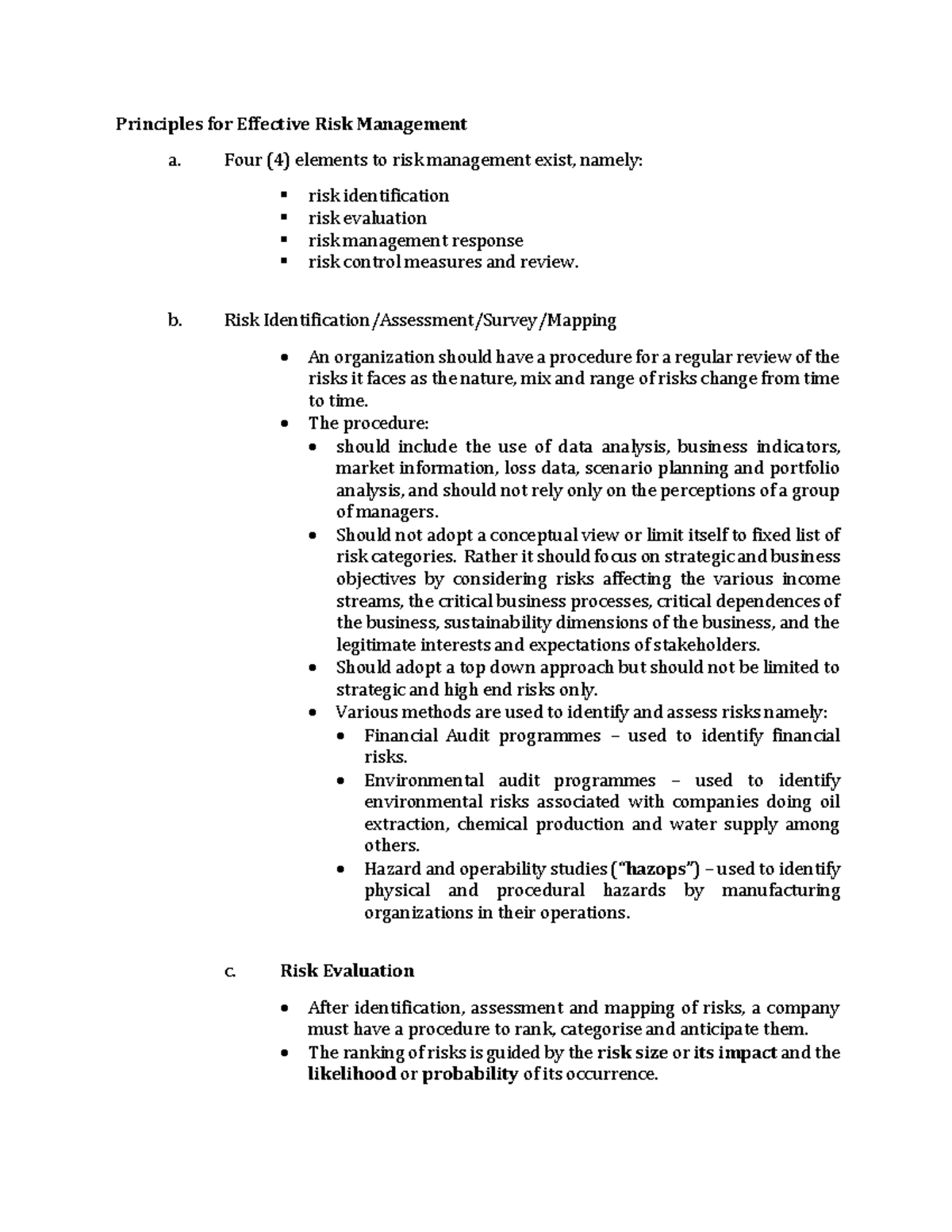 Principles for Effective Risk Management - Four (4) elements to risk ...