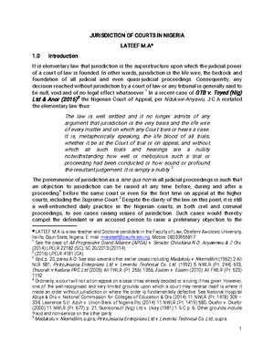 Introduction TO Nigeria Legal Method by Sanni Abiola - CHAPTER ONE LAW ...