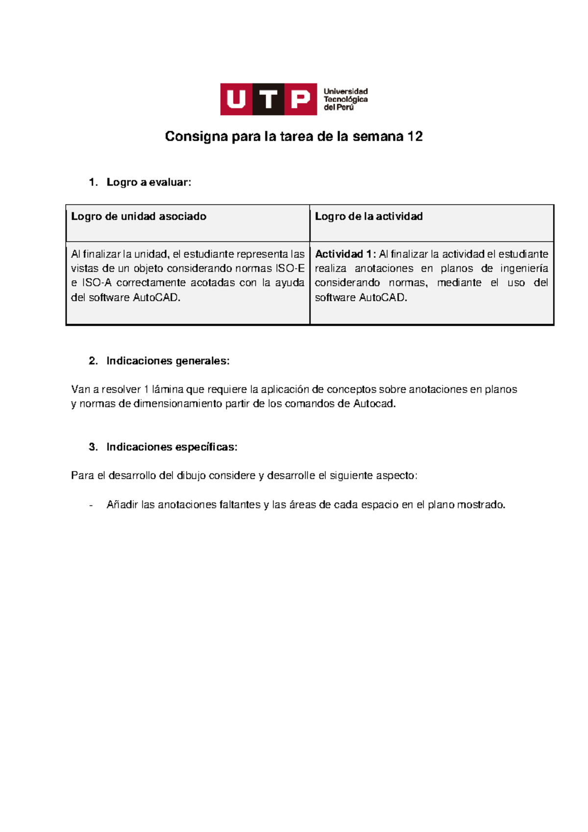 Semana 12 - Tarea no calificada de la semana - Consigna para la tarea ...