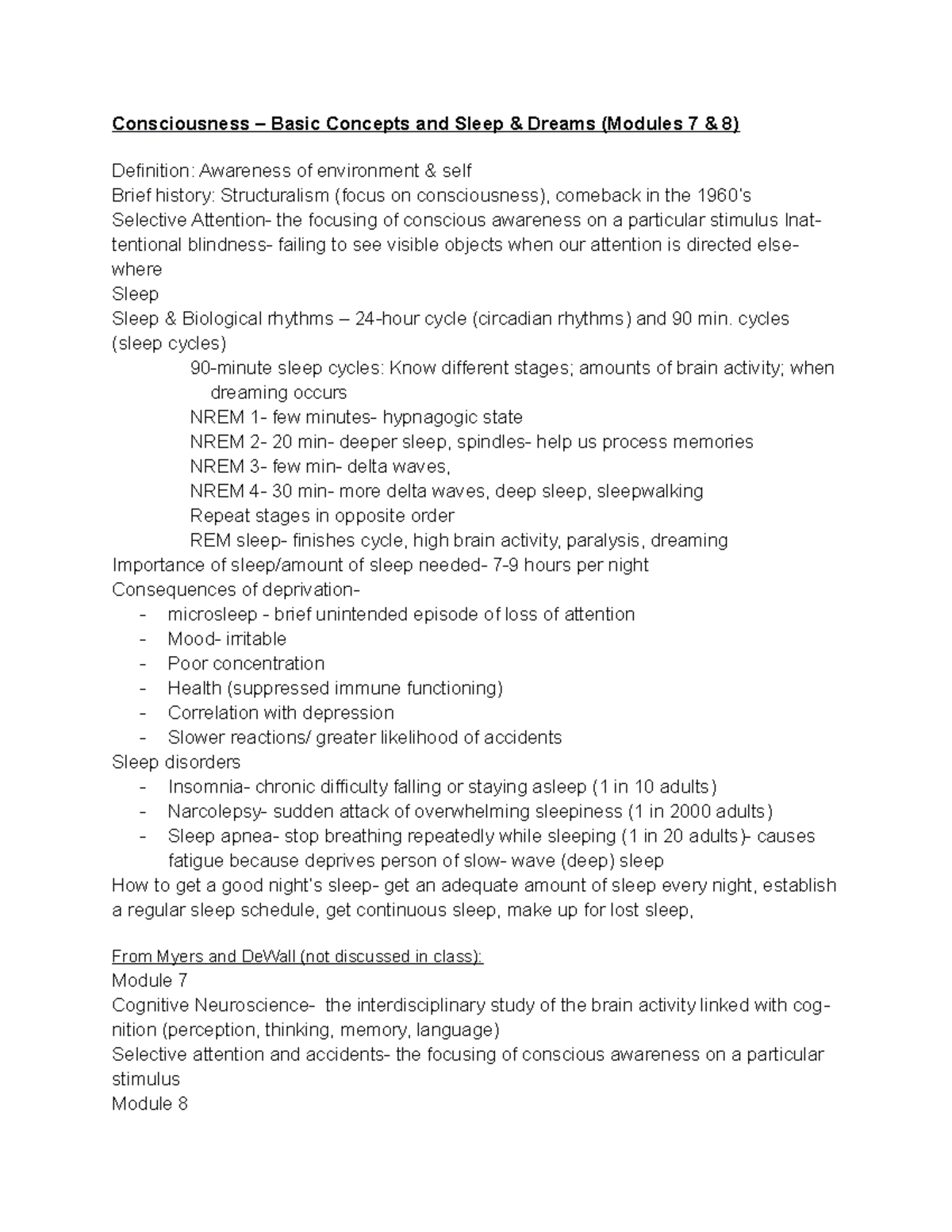 Psych terms 112 - Consciousness – Basic Concepts and Sleep & Dreams ...