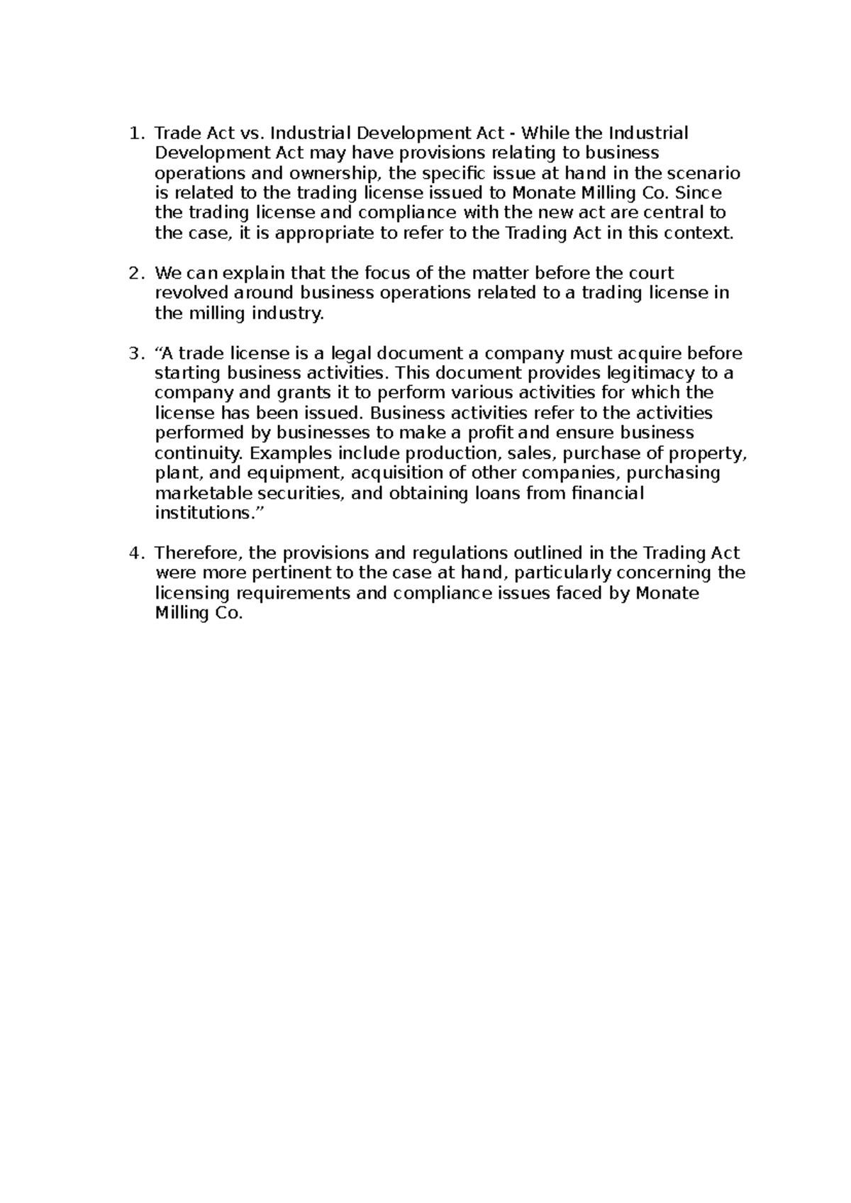 Trade Act vs Industrial act - Trade Act vs. Industrial Development Act ...