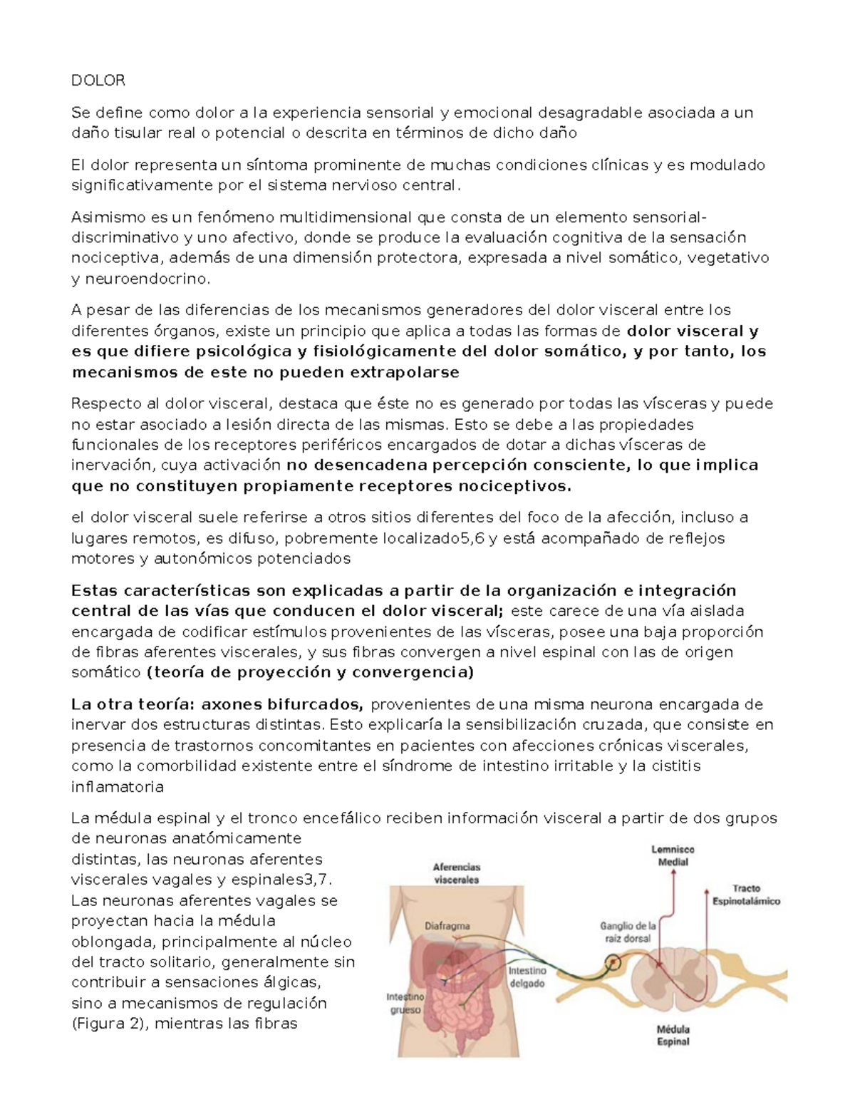 Dolor Fisiopato - DOLOR Se define como dolor a la experiencia sensorial ...