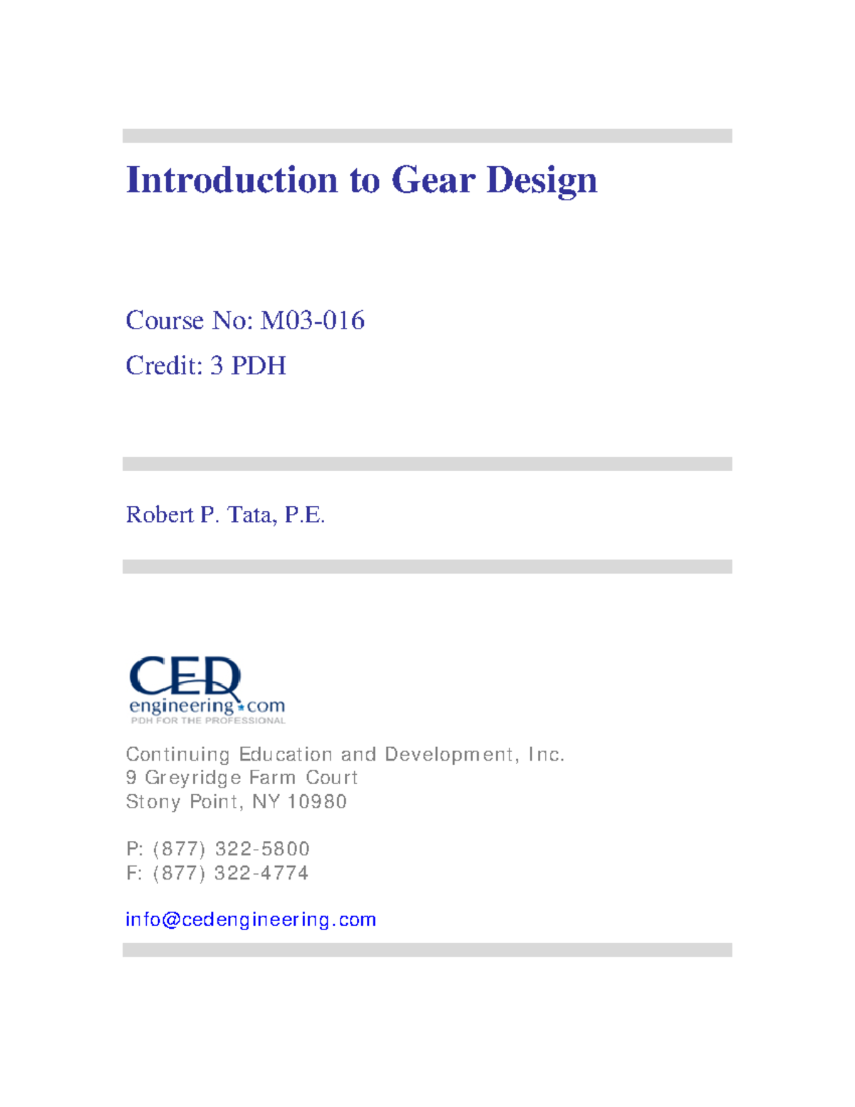 Introduction to Gear Design - Introduction to Gear Design Course No ...