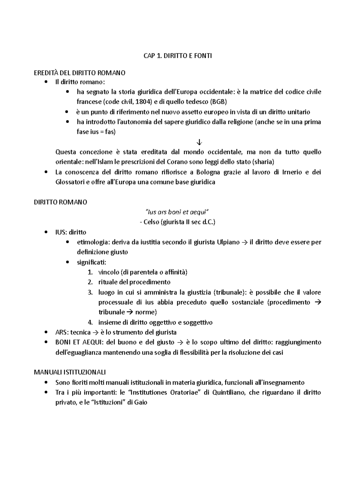 Schemi di diritto romano - CAP 1. DIRITTO E FONTI EREDITÀ DEL DIRITTO ...