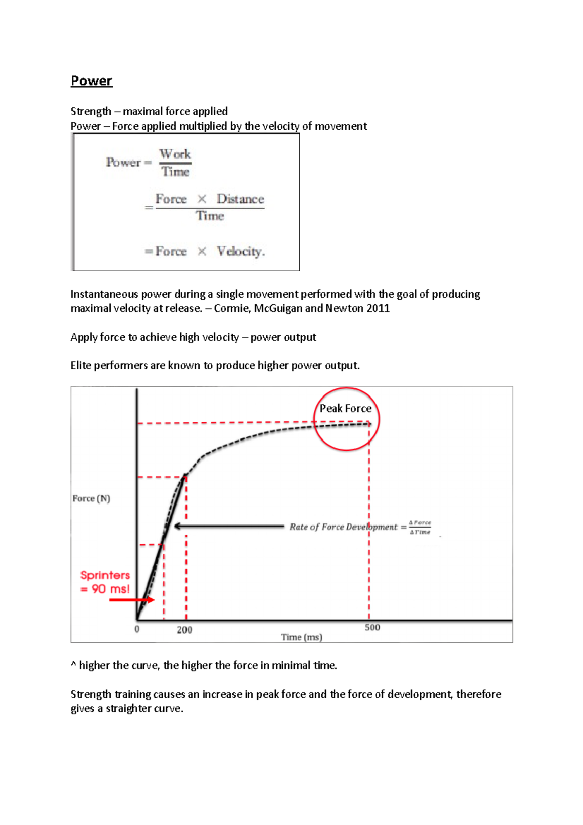 Power - Power Strength – maximal force applied Power – Force applied ...