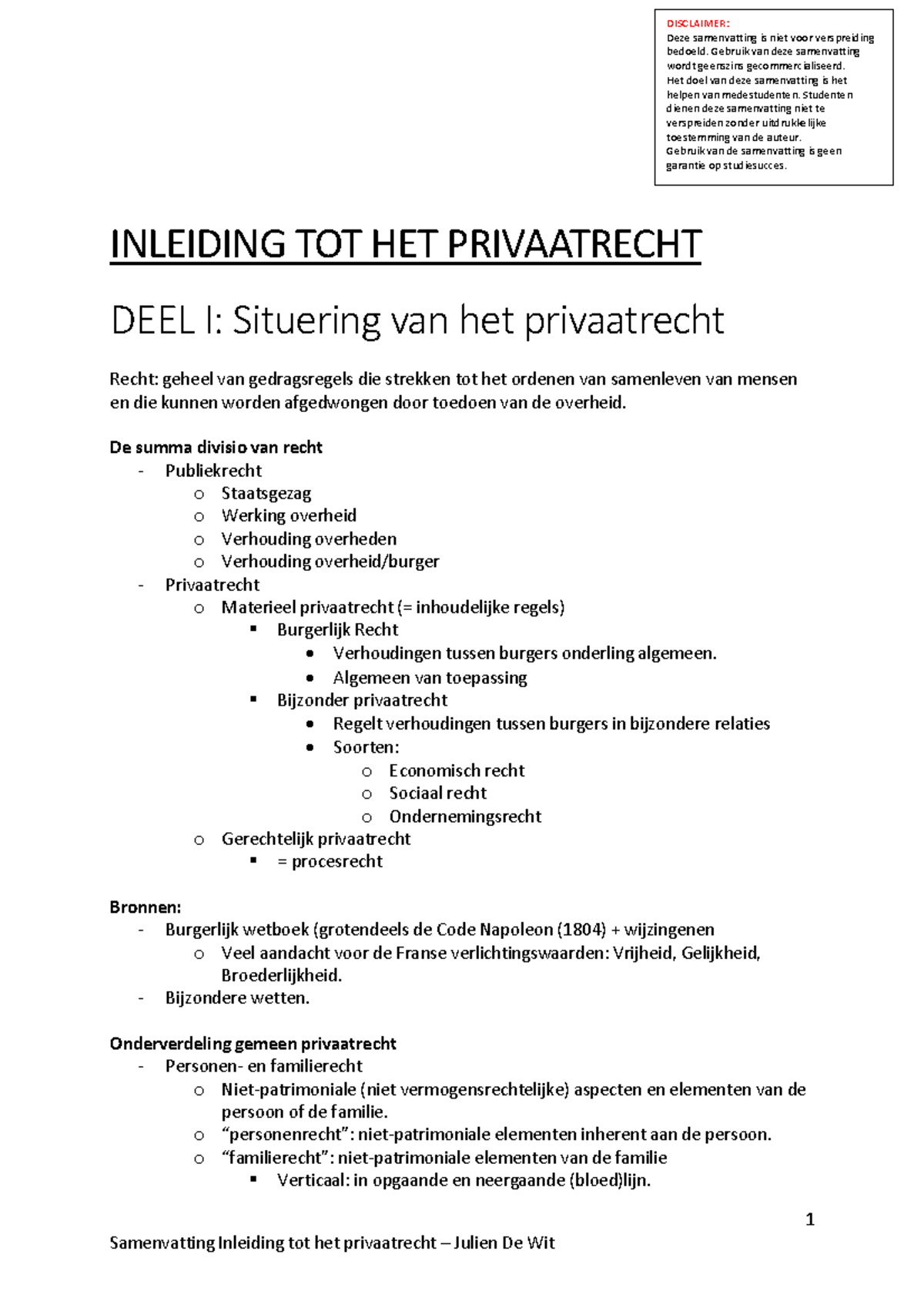 Inleiding TOT HET Privaatrecht - 1 INLEIDING TOT HET PRIVAATRECHT DEEL ...