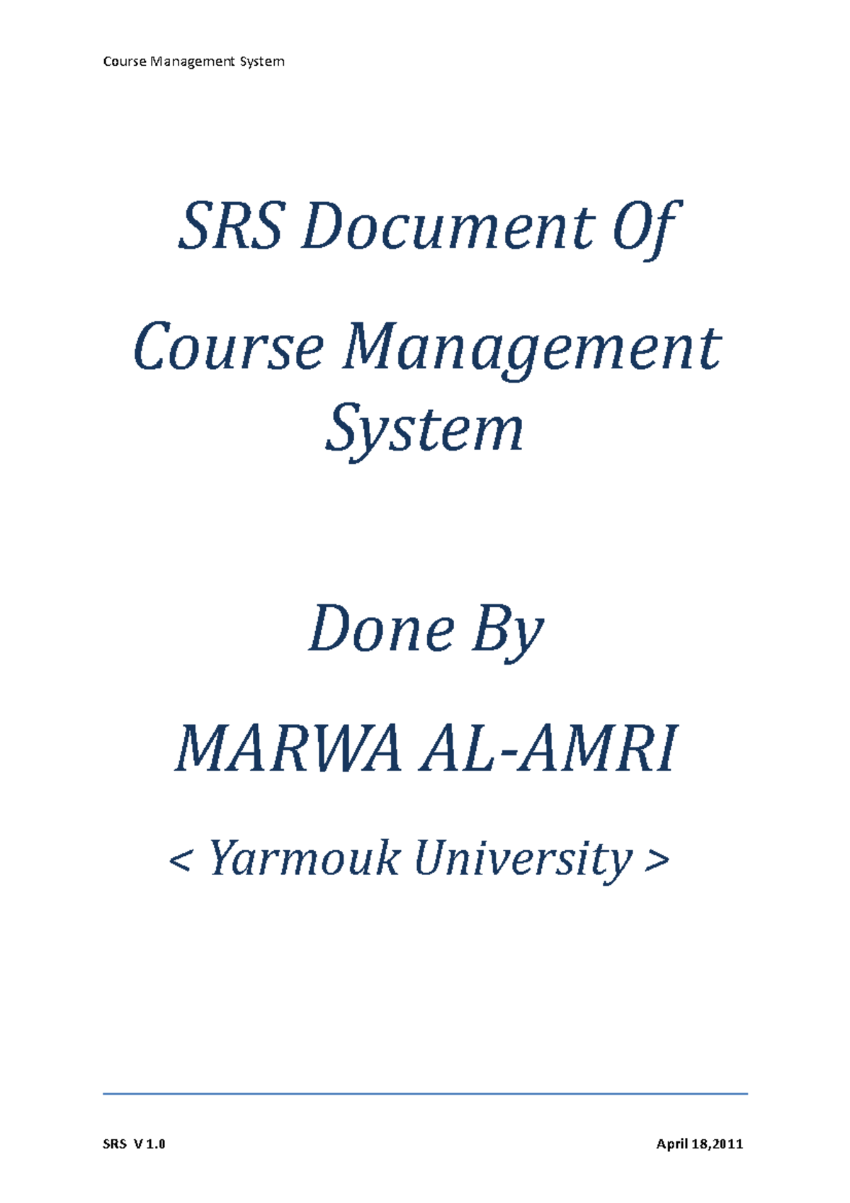 SRS Document Of Course Management System - SRS Document Of Course Management System Done By ...