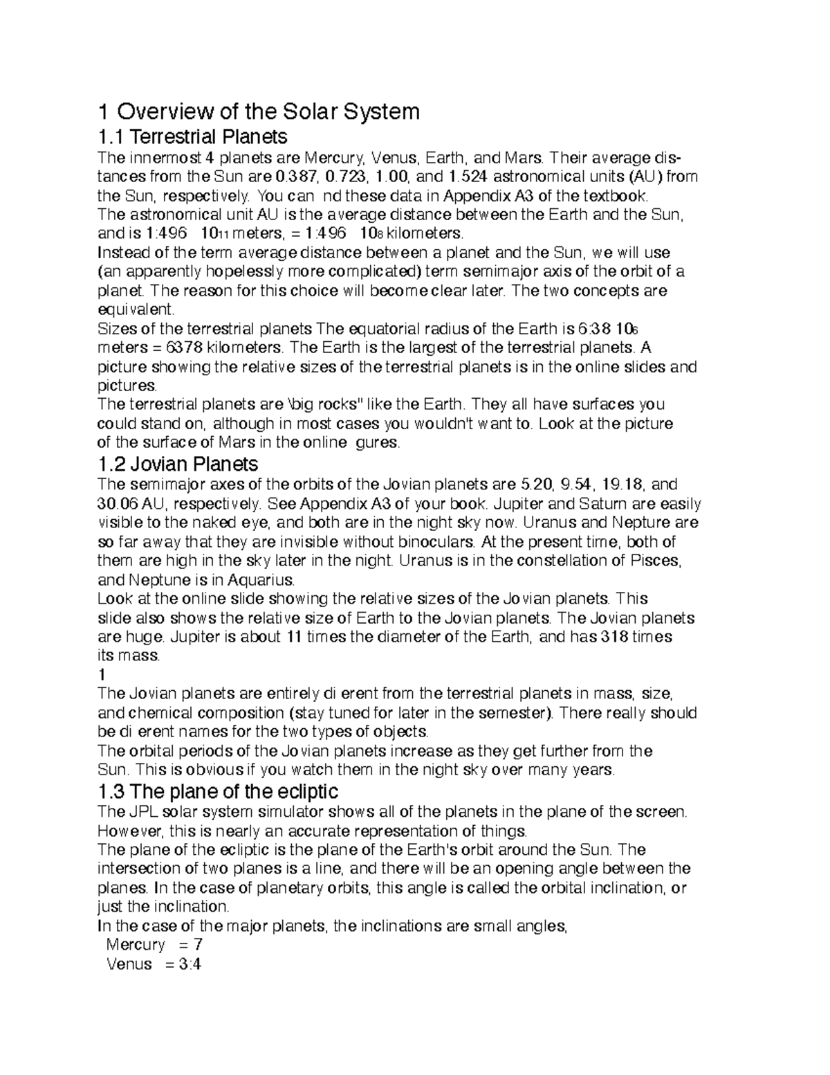 Astr 28 - astronomy lecture notes 28 - 1 Overview of the Solar System 1 ...