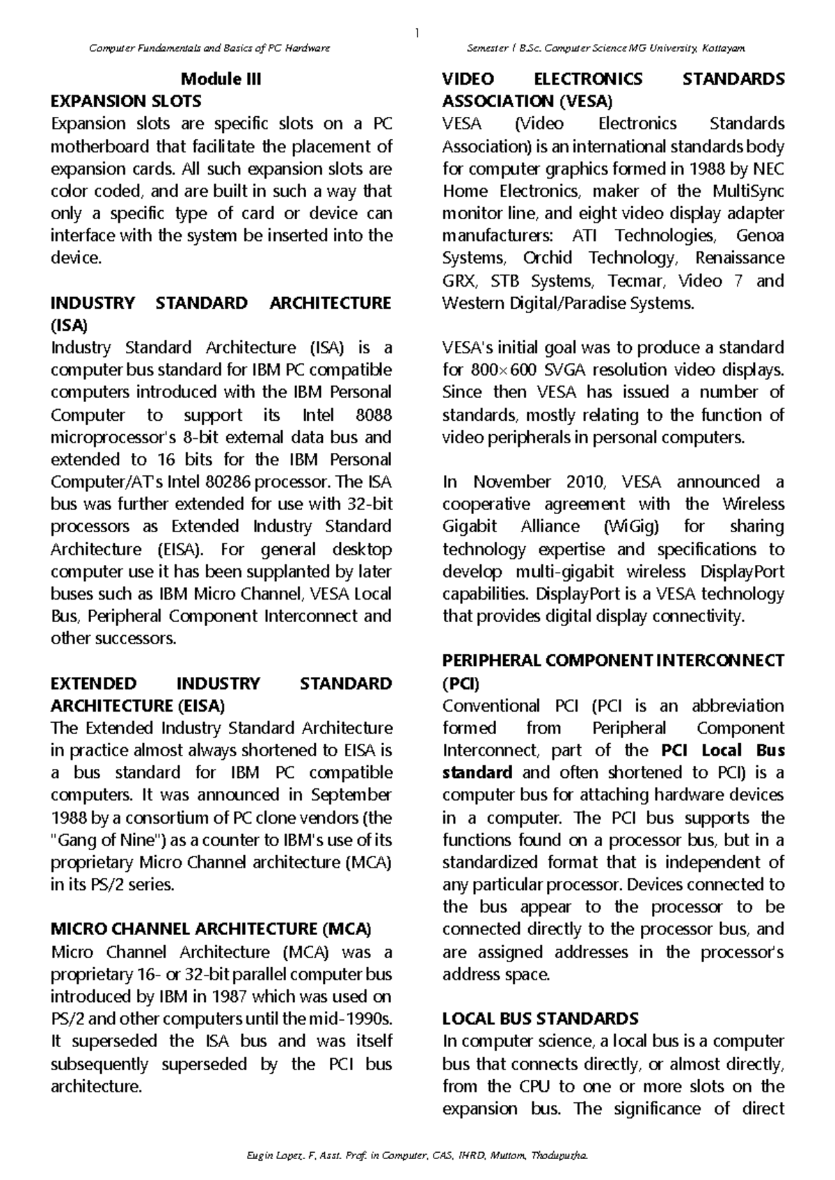 Computer Fundamentals and Basics of PC Hardware - Computer Science MG University, Kottayam ...
